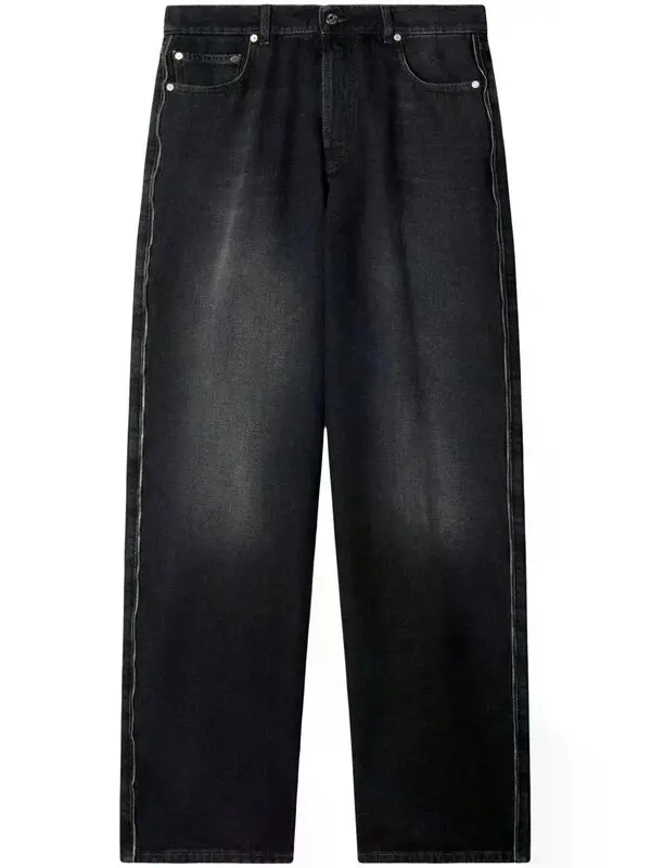 Off-White Zip-trim Loose-fit Jeans - Black