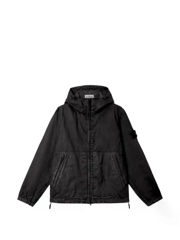 Stone Island Zip-up Hooded Jacket - Black