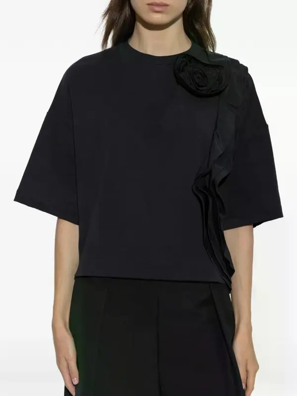 Max Mara Ruffled Floral-appliqué T-shirt