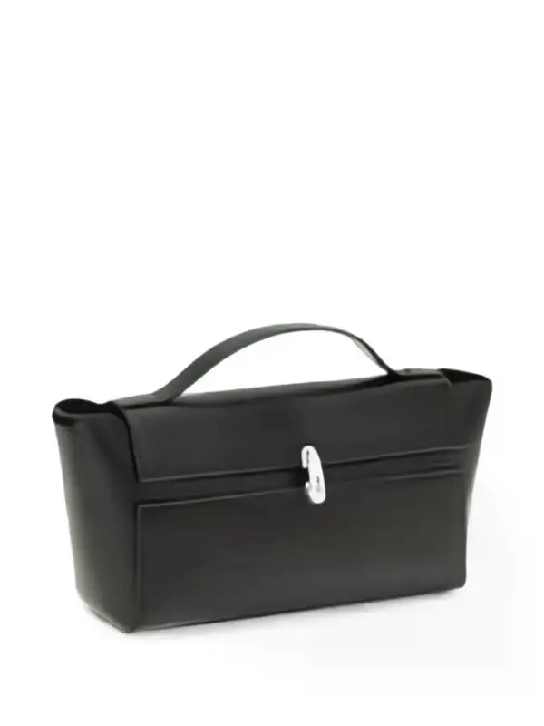Savette Trapeze Leather Tote Bag - Black
