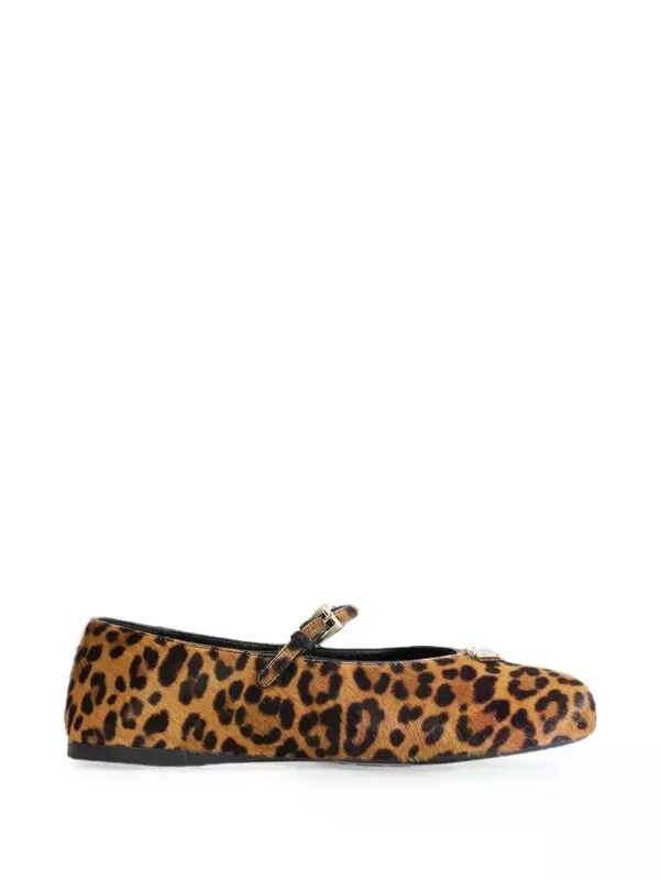 Prada Leopard-print Buckle-strap Ballet Flats