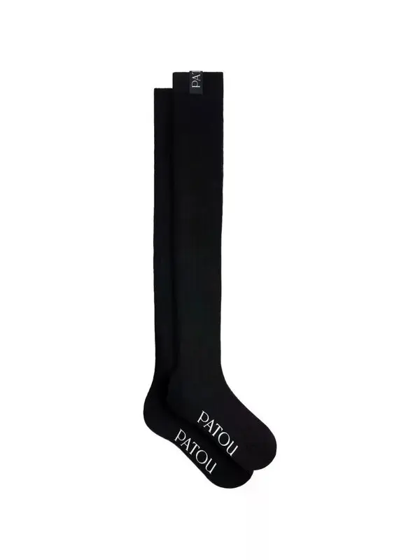 PATOU Ribbed-knit Over-the-knee Socks - Black