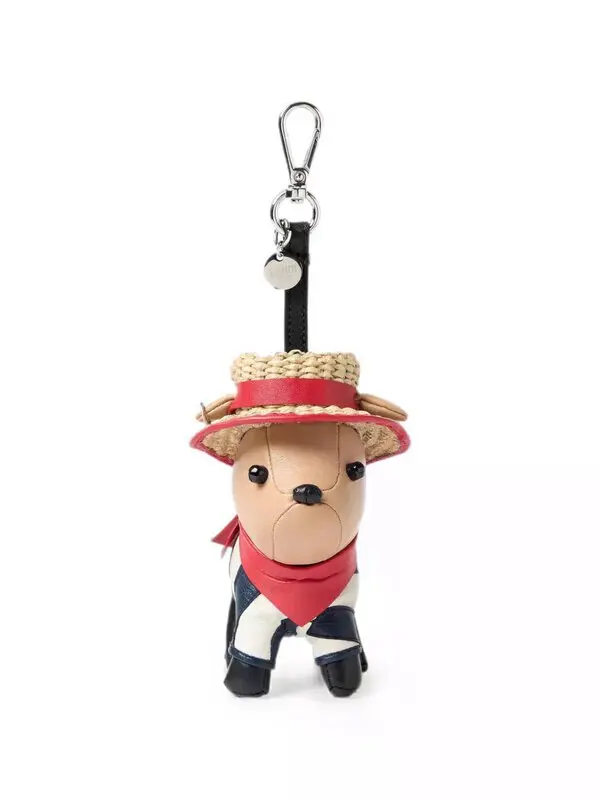 Fendi Ito Dog-motif Leather Keyring - Neutrals