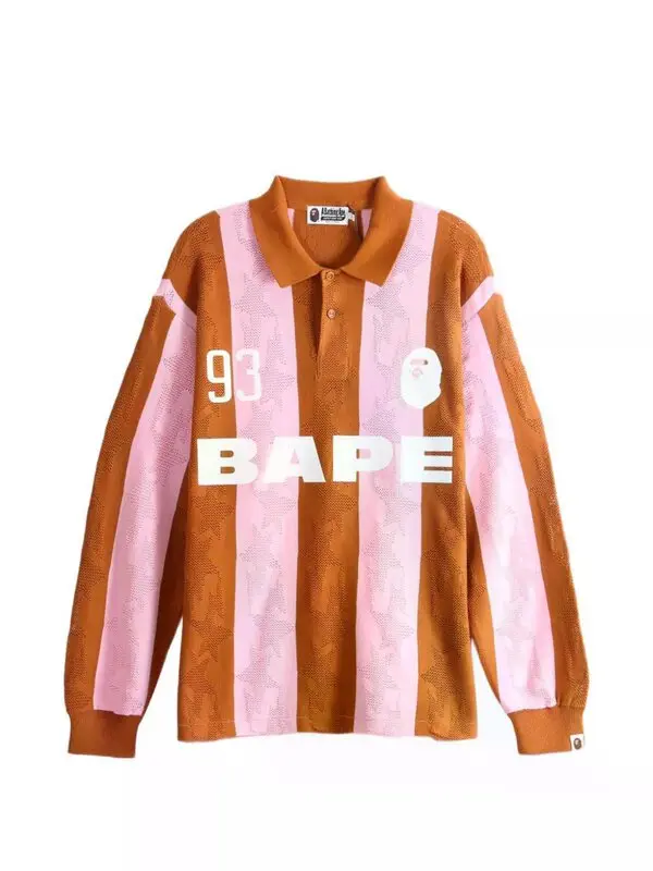 A BATHING APE Sta-pattern Vertical-stripe Polo Shirt - Orange
