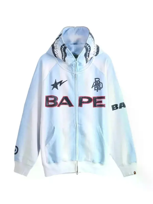 A BATHING APE Shark Logo-print Hoodie - Blue