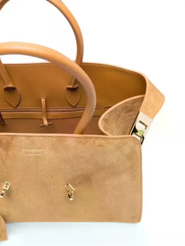 FERRAGAMO Hug Logo-detail Leather Tote Bag
