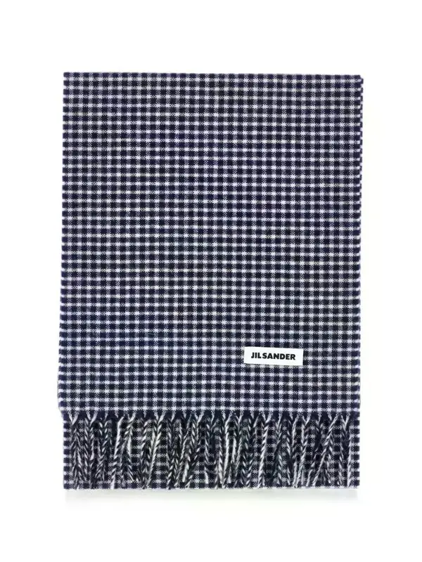 JIL SANDER Check Fringed Scarf