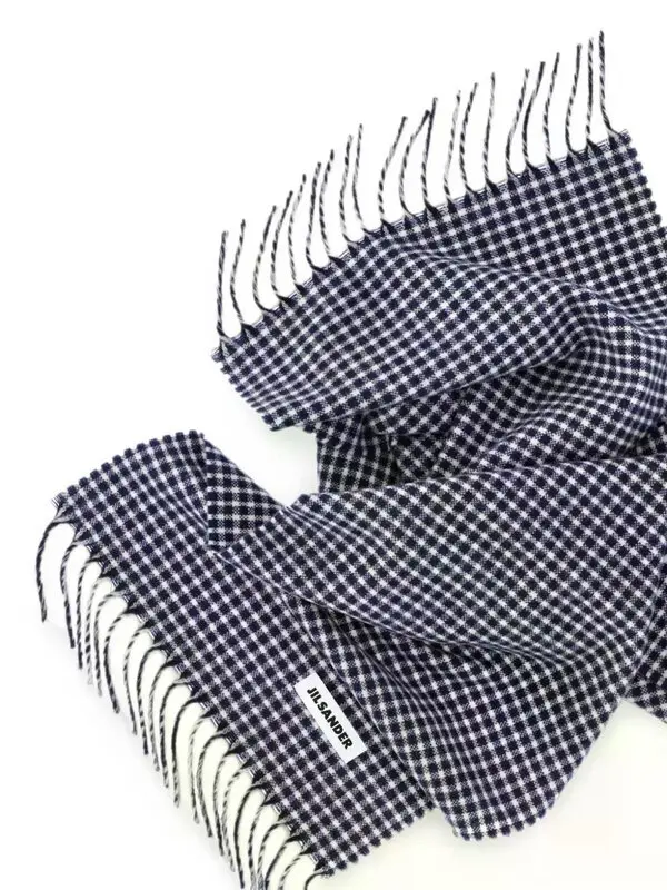 JIL SANDER Check Fringed Scarf