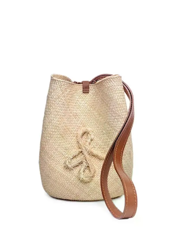 Ruslan Baginskiy Logo-embroidered Straw Pouch Bag - Neutrals