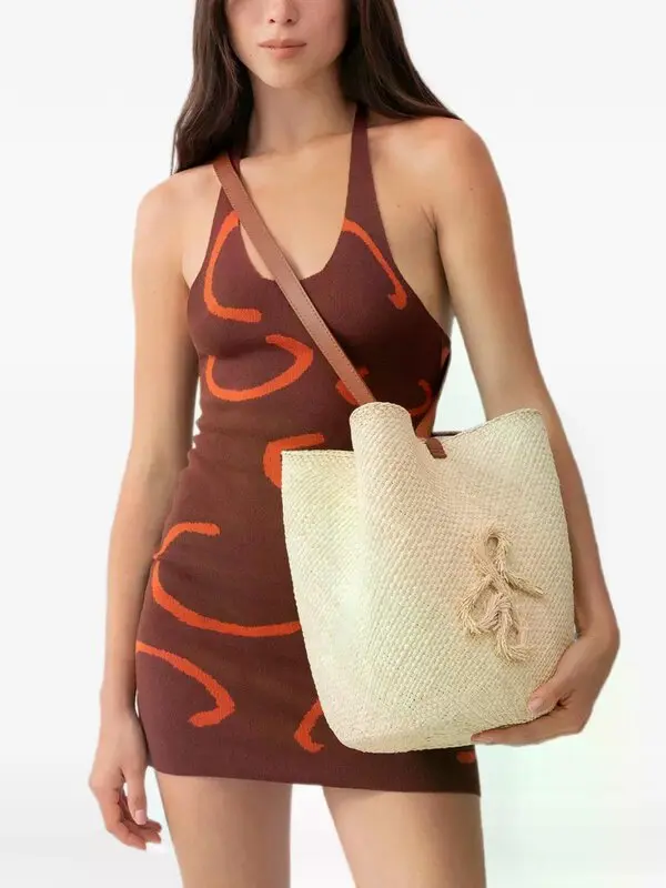 Ruslan Baginskiy Straw Bucket Bag With Embroidered Logo