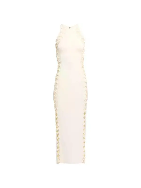 Elie Saab Bow-detailed Cut-out Maxi Dress - Neutrals