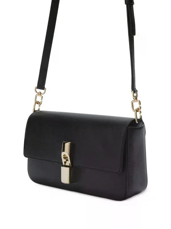 Furla Logo-clasp Leather Shoulder Bag - Black