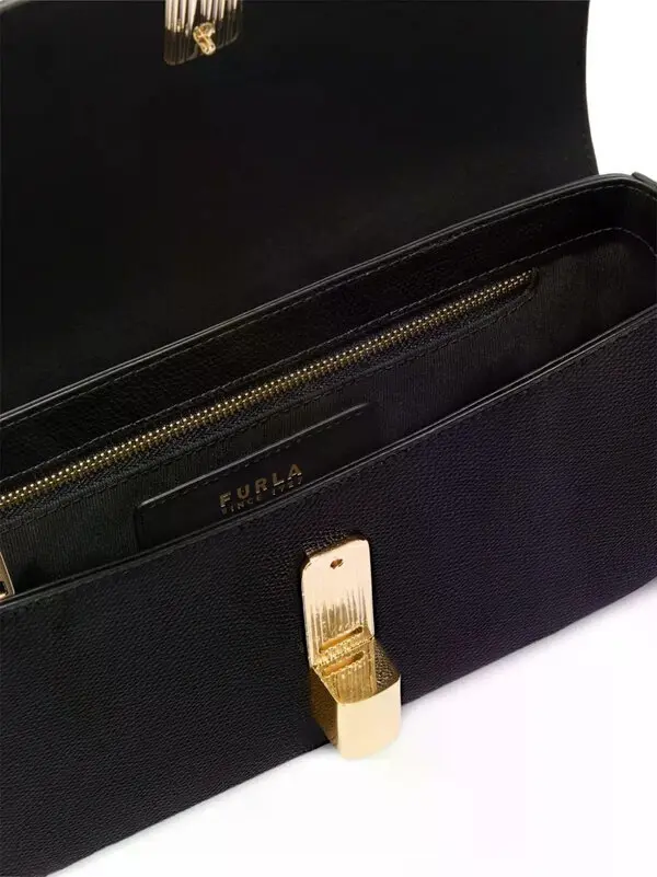Furla Logo-clasp Leather Shoulder Bag - Black