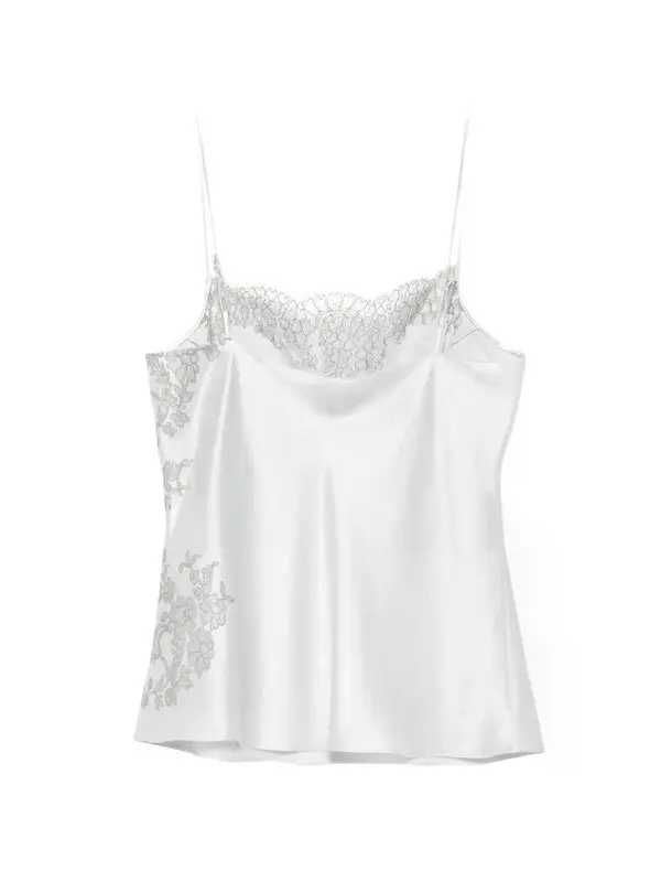 Carine Gilson Lace-trim Silk Camisole - Grey