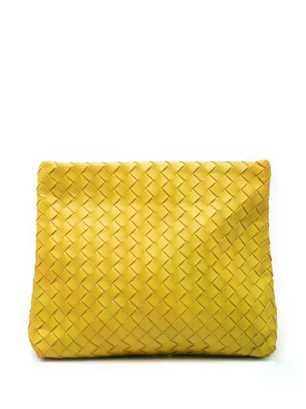 Bottega Veneta 2012-2026 Nappa Intrecciato Fold Over Clutch Bag - Yellow