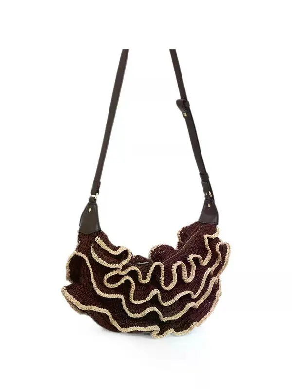 Zimmermann Goldentime Ruffled Shoulder Bag - Brown