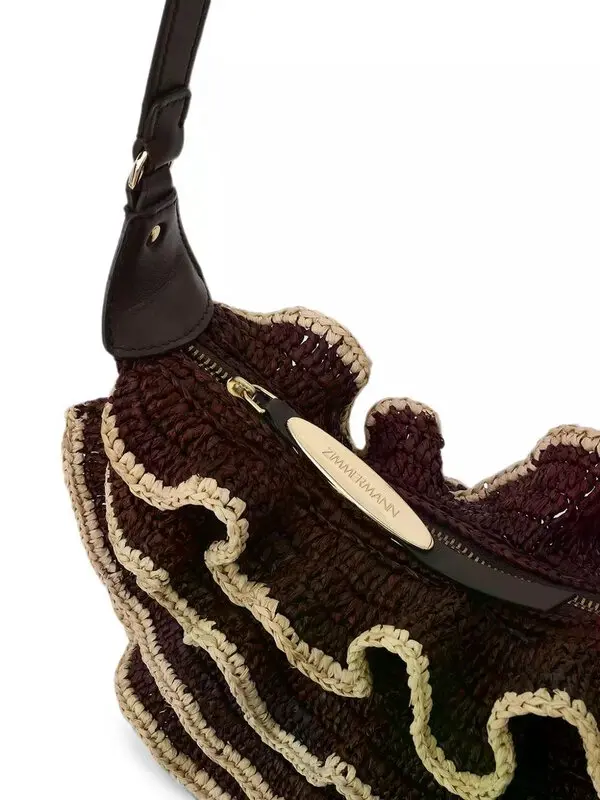 Zimmermann Goldentime Ruffled Shoulder Bag - Brown