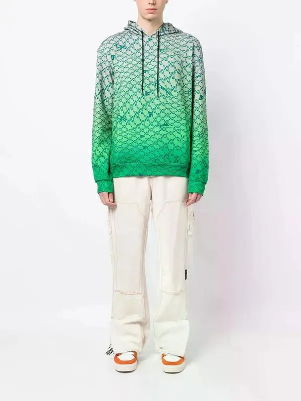 Off-White Arrows-print Ombré-effect Hoodie - Green