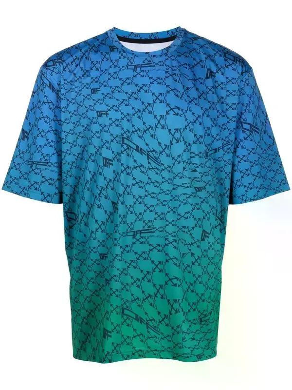 Off-White Monogram-print Faded T-shirt - Blue