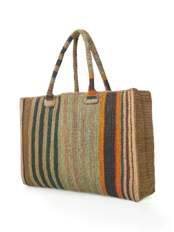 GABRIELE FRANTZEN Crochet Striped Tote Bag - Neutrals