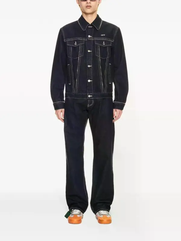 Off-White Zip-detail Denim Jacket - Blue