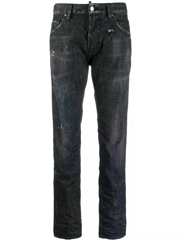Dsquared2 Distressed Straight Leg Jeans - Black