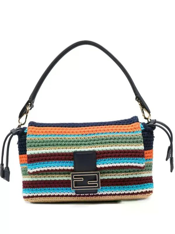 Fendi Medium Mamma Baguette Striped Tote Bag - Blue
