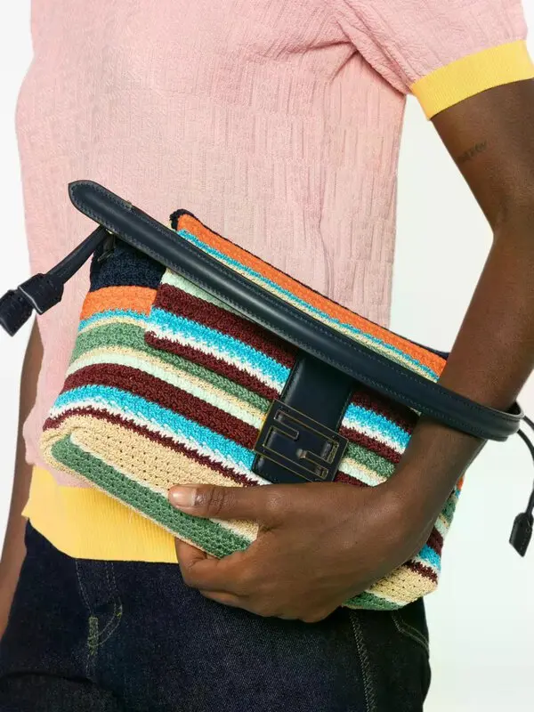 Fendi Mamma Baguette Striped Tote Bag
