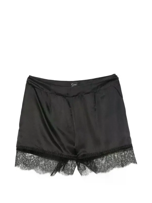 Carine Gilson Lace-trim Satin Shorts - Black