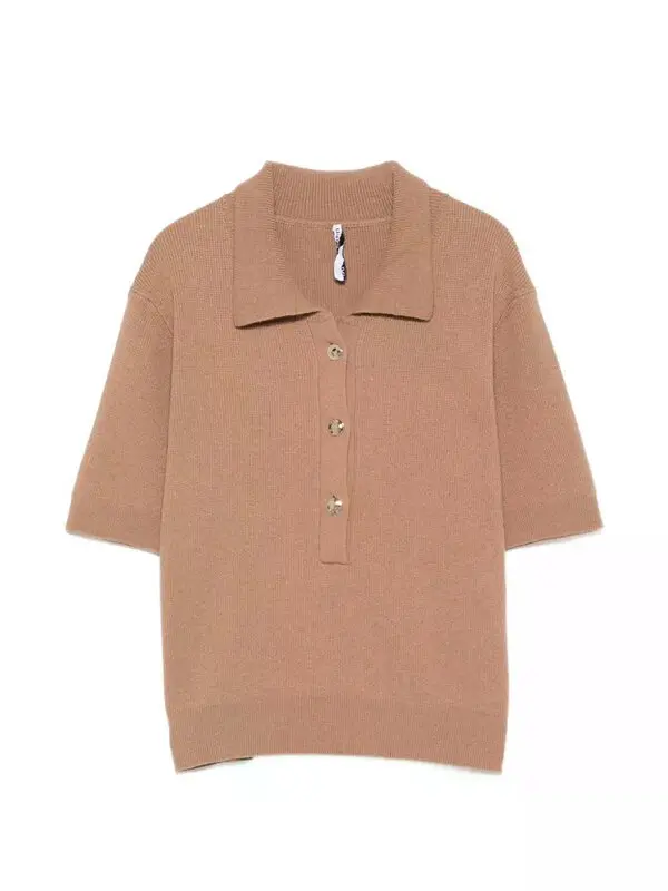 Liviana Conti Short-sleeve Knitted Polo Top - Brown
