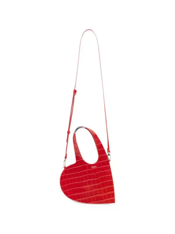 Coperni Mini Heart Croc-effect Tote Bag - Red