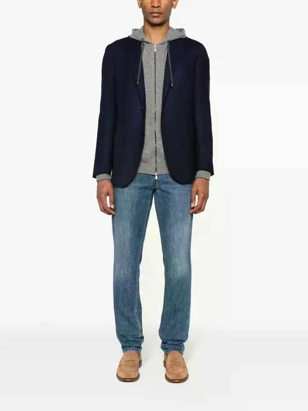 Corneliani Single-breasted Wool Blazer - Blue