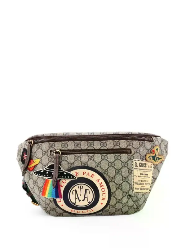 Gucci Courrier Zip Gg Coated Canvas With Applique Belt Bag - Brown