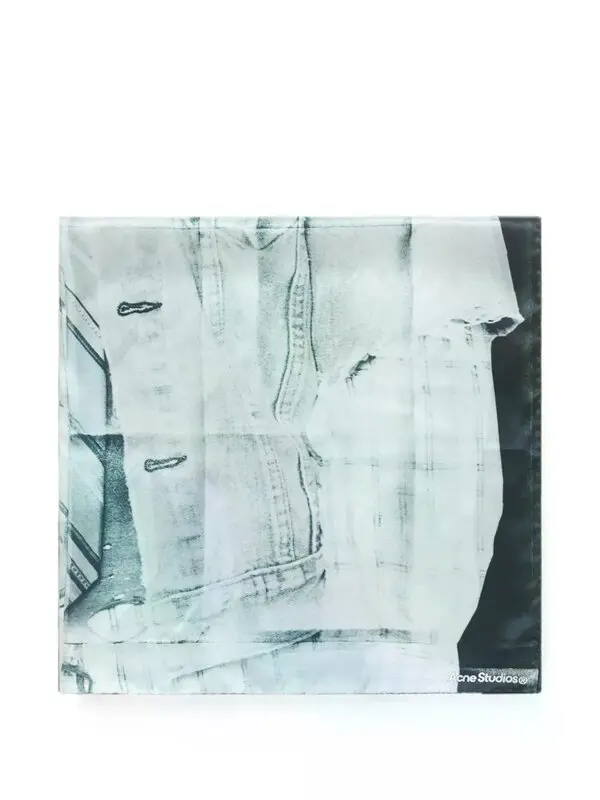 Acne Studios Silk Collage Scarf - White