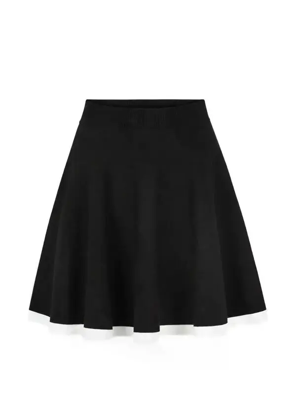 Nina Ricci Contrasted-knit Skater-cut Mini Skirt - Black