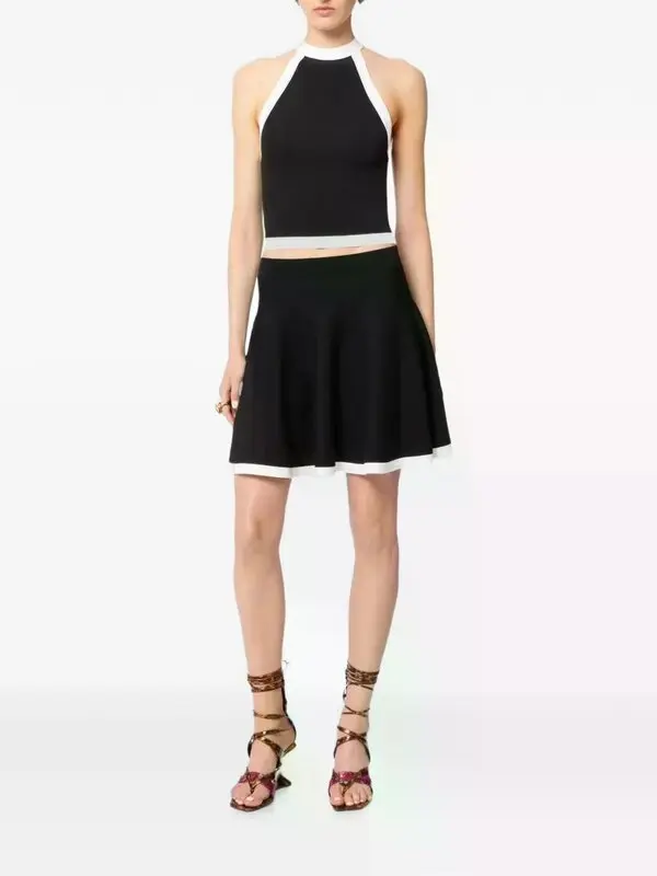 Nina Ricci Contrasted-knit Skater Mini Skirt - Black