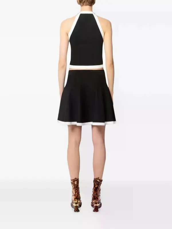 Nina Ricci Contrasted-knit Skater Mini Skirt - Black