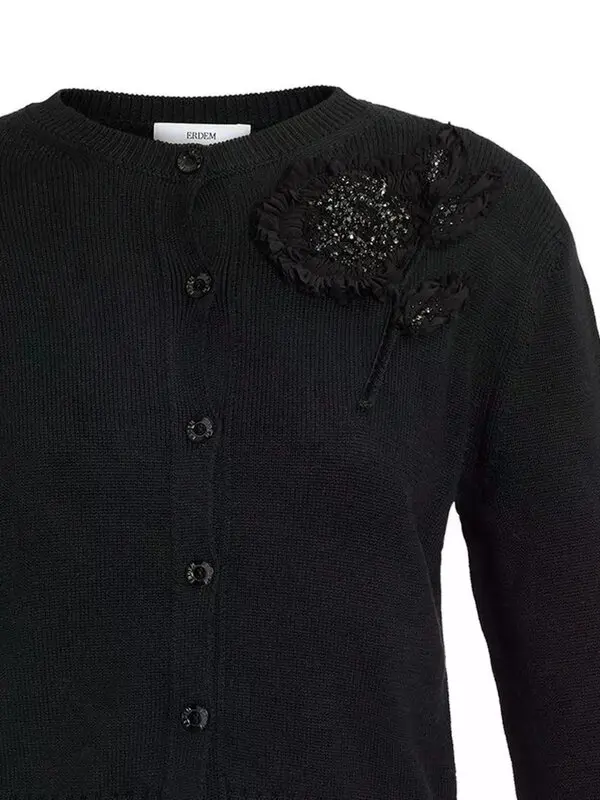 Erdem Bead-embellished Merino Wool Cardigan