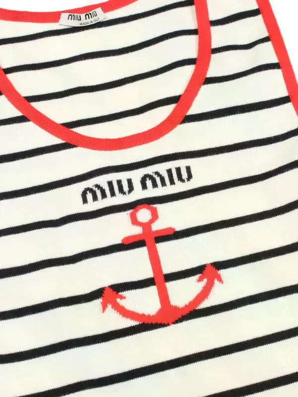 Miu Miu 2010s Anchor-intarsia Striped-pattern Mini Dress