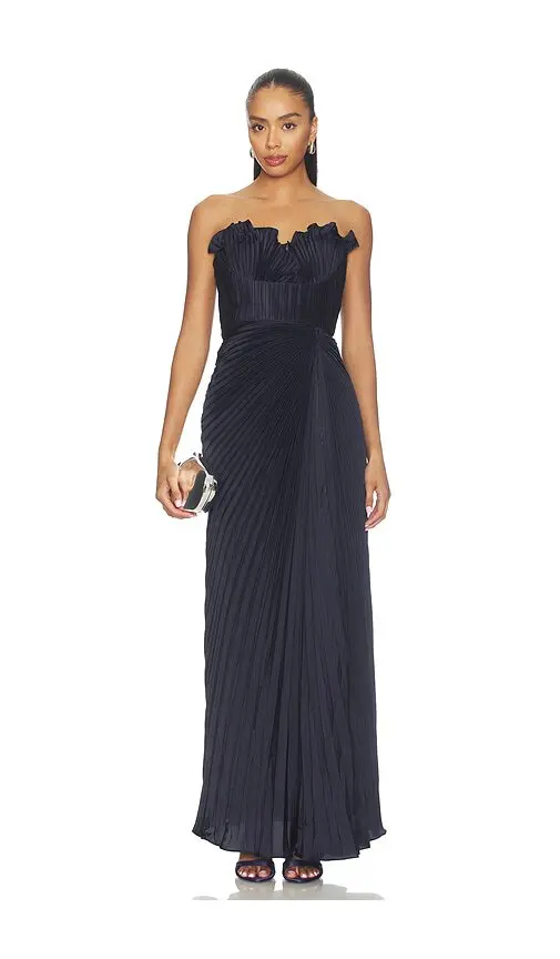 AMUR Kaylani Pleated Gown In . Also - Navy