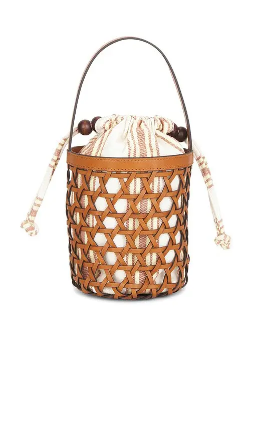 LOEFFLER RANDALL Laith Stripe Canvas & Beads Bucket Bag