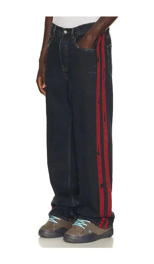 NAHMIAS Destroyed Denim Track Pant In . Also - Blue