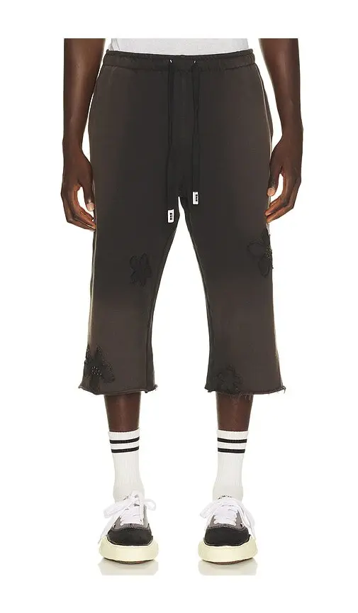NAHMIAS Flower Patch Long Sweat Short In . Also - Black