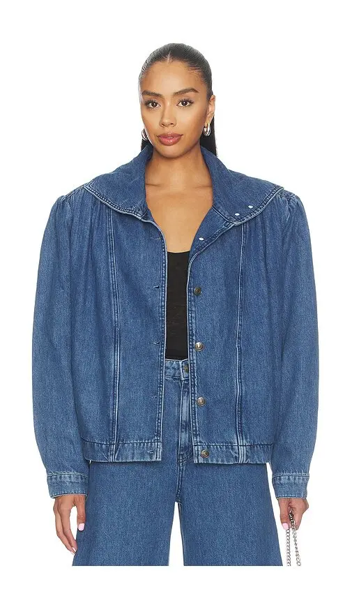 ROTATE BY BIRGER CHRISTENSEN Gathered Denim Jacket In . Also