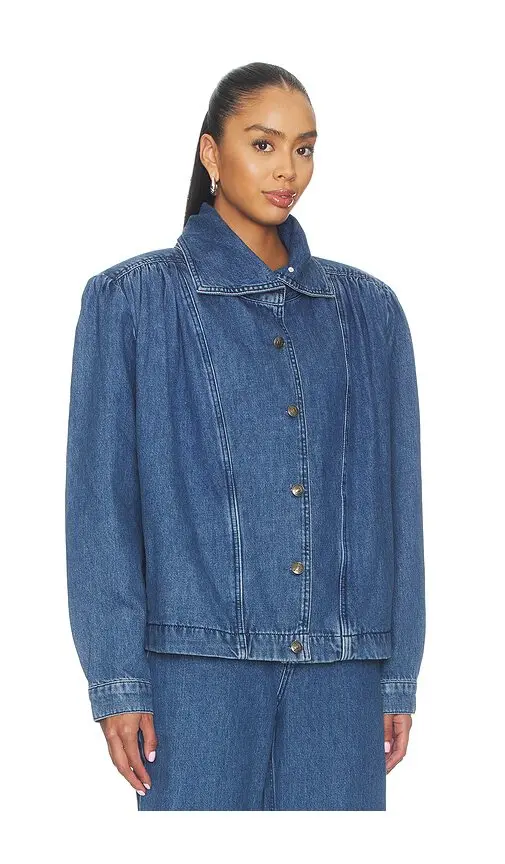 ROTATE BY BIRGER CHRISTENSEN Gathered Denim Jacket In . Also