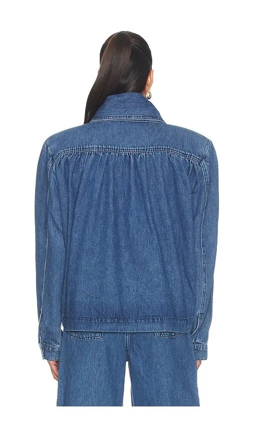 ROTATE BY BIRGER CHRISTENSEN Gathered Denim Jacket In . Also