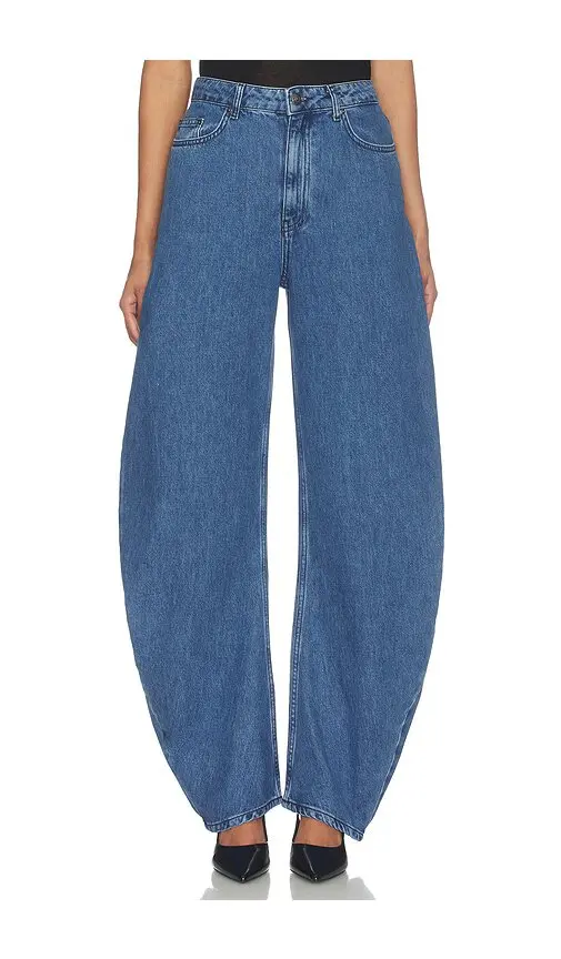 ROTATE BY BIRGER CHRISTENSEN Draped Barrel Leg Jeans In . Also