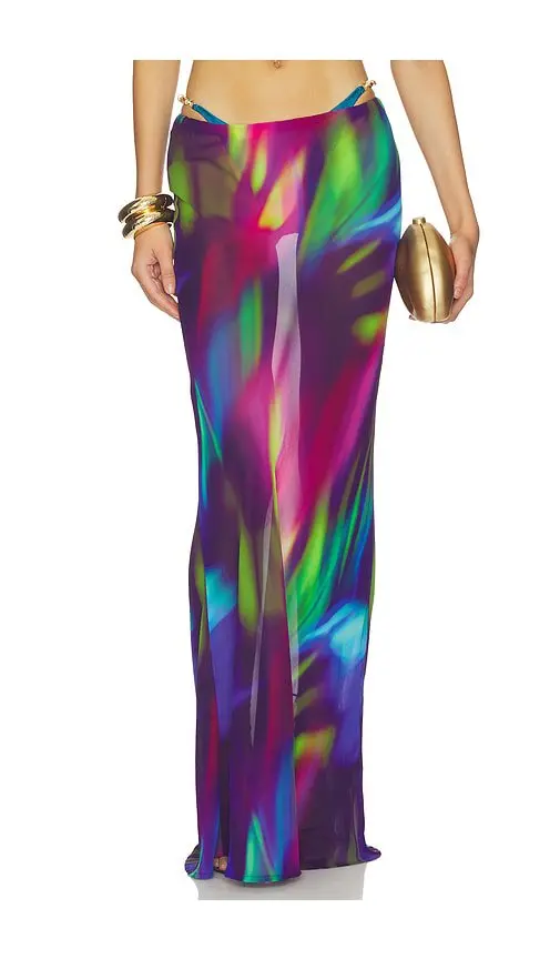 RUNAWAY THE LABEL Cyrus Low Waist Sheer Maxi Skirt In . Also - Multi