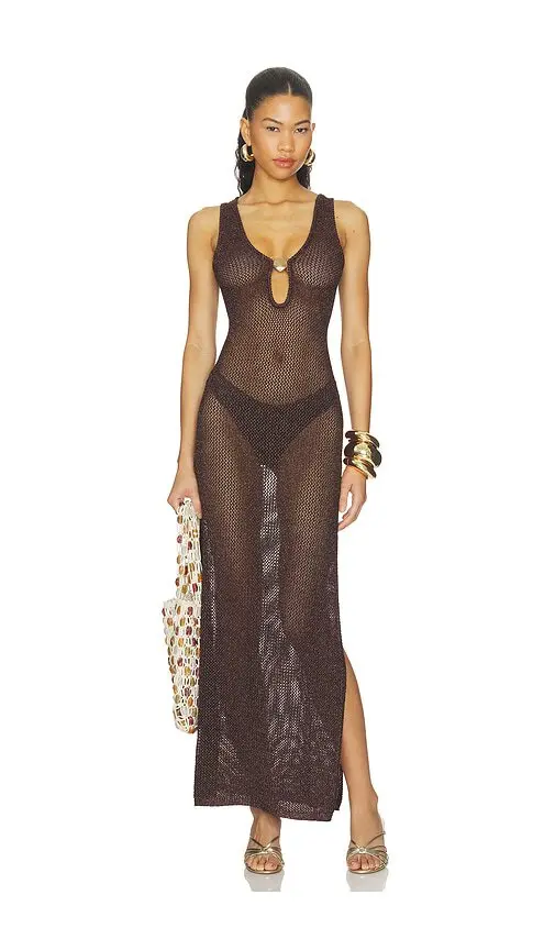 RUNAWAY THE LABEL Ariya Sleeveless Knit Maxi Dress In . Also - Chocolate