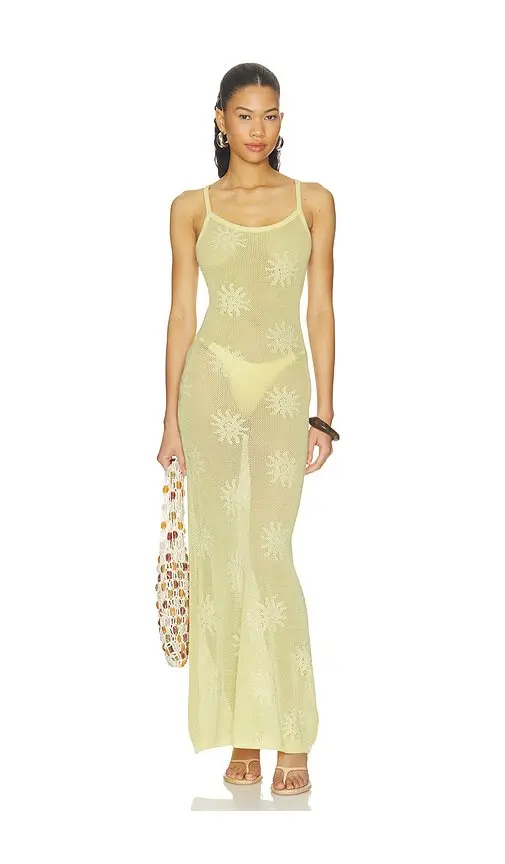 RUNAWAY THE LABEL Lene Scoop Neck Knit Maxi Dress In . Also - Yellow